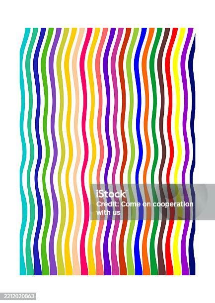 화려한 색상의 물결 모양의 수직선의 추상 패턴 무지개 색의 추상적 인 질감 배경 0명에 대한 스톡 벡터 아트 및 기타 이미지 0명 강렬하고 밝은 색상 곡선 Istock