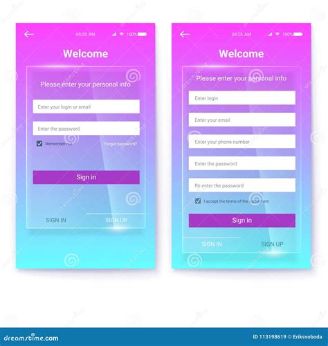 Ui Design Account Register Or Authorization Interface For Touchscreen Mobile Apps Ux Screen
