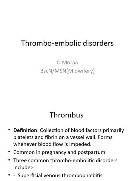 Thromboembolic Disorders Pdf Thrombus Thrombosis