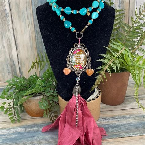 ⭐️👑adorned Crown Artisan Assemblage Totally Perfect Bezel Tassel Necklace In 2024