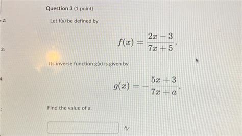 solved let f x be defined by f x 7x 52x−3 its inverse