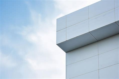 Modern Building Corner Against Blue Sky Geometric Architecture