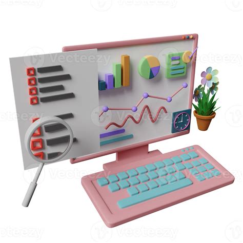 3d Laptop Computer With Charts Graph Analysis Business Financial Data