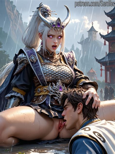 Rule 34 1female 1girls 2d Ai Generated Armor Armored Female Cape Crowd Cunnilingus Detailed