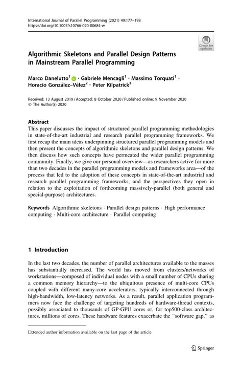 Pdf Algorithmic Skeletons And Parallel Design Patterns In Mainstream
