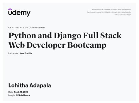 Lohitha Adapala On Linkedin Udemy Course Completion Certificate