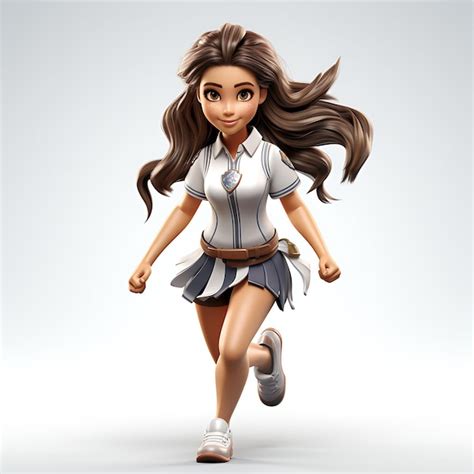 Premium Ai Image 3d Of Schoolgirl Playing Soccer Determined