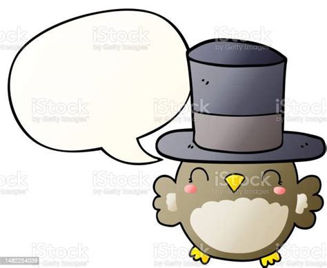 부드러운 그라데이션 스타일의 말풍선이 있는 모자를 쓰고 있는 만화 올빼미 귀여운에 대한 스톡 벡터 아트 및 기타 이미지 귀여운 그늘 그라데이션 Istock