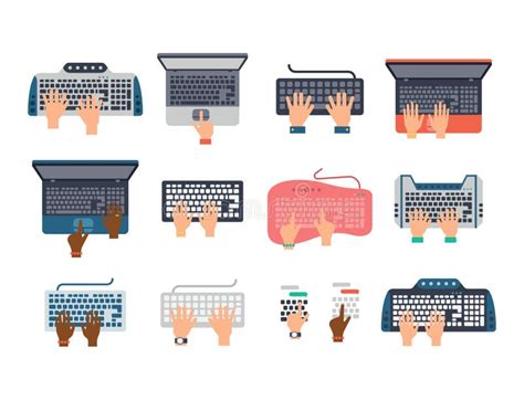 Users Hands On Keyboard And Mouse Of Computer Technology Internet Work Typing Tool Vector