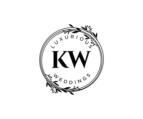 Kw Initials Letter Wedding Monogram Logos Template Hand Drawn Modern Minimalistic And Floral