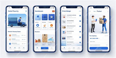 Premium Photo Delivery Mobile App Interface Screens Template Set