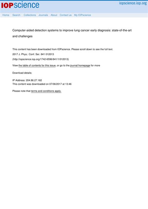 Pdf Computer Aided Detection Systems To Improve Lung Cancer Early Diagnosis State Of The Art