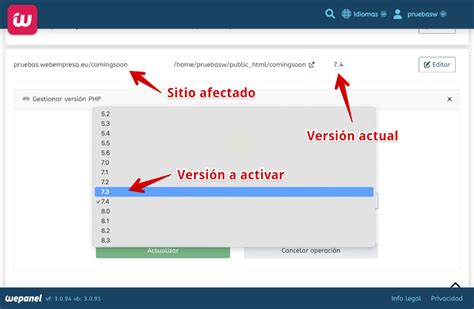 Cambiar Versión De Php En Un Hosting Webempresa