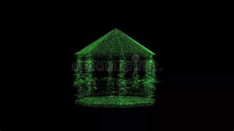 3d Garden Gazebo On Black Background Object Consisting Of Green Flickering Particles Science