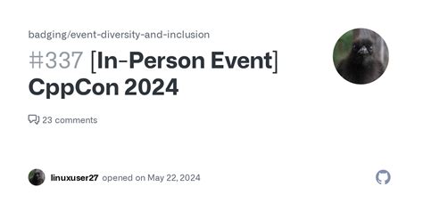 In Person Event Cppcon 2024 · Issue 337 · Badgingevent Diversity