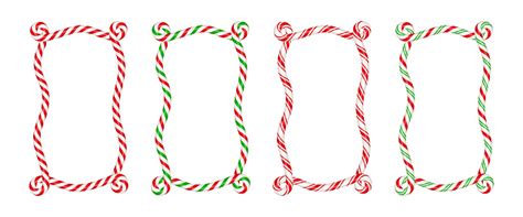 빨간색과 흰색 줄무늬가있는 크리스마스 사탕 지팡이 직사각형 프레임 줄무늬 사탕 롤리팝 패턴이있는 크리스마스 테두리 빈
