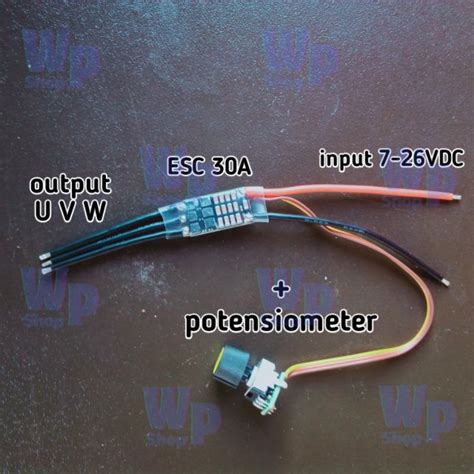 Jual Pengendali Kecepatan Motor 3 Fase Dc 7 26v Brushless Hallless Esc 30a Dengan Potensiometer