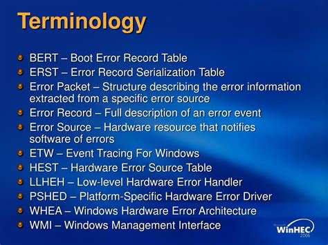 Ppt Developing For The Windows Hardware Error Architecture Powerpoint Presentation Id 651566