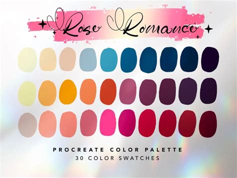 Rose Romance Procreate Color Palette Procreate Ipad Art Illustration Colorful Palette Color