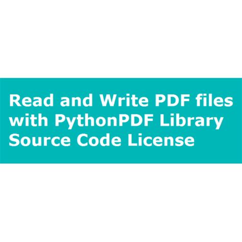 Pythonpdf Library Source Code License Is A Pure Python Library That