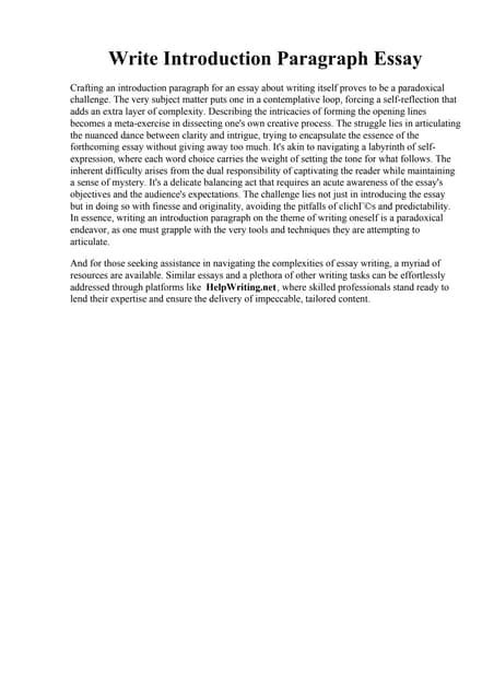 Write Introduction Paragraph Essay Sample Thesis Introduction Paragraph Thesis Title Ideas