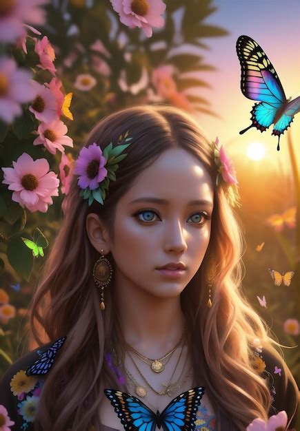 Premium Photo Magical Princess Decorated With Spring Flowers