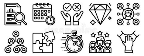 Planning And Organization Icon Set Efficient Solid Style Collection For