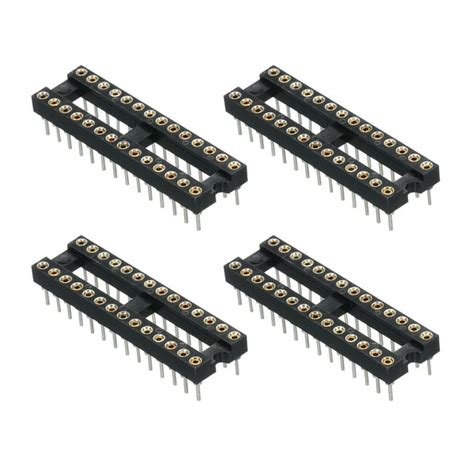 4pcs Dip Ic Chip Socket Adapter Round Pin 28p 254mm Pitch Ic Socket