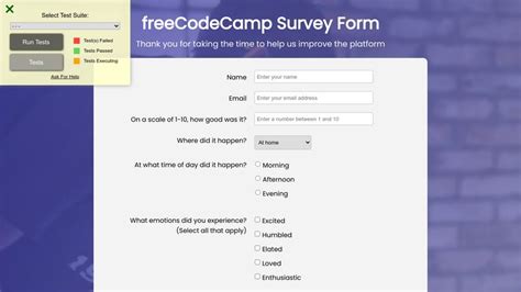 Codepen Home Responsive Web Desing Project 2 Survey Form By Tomas Cabrera