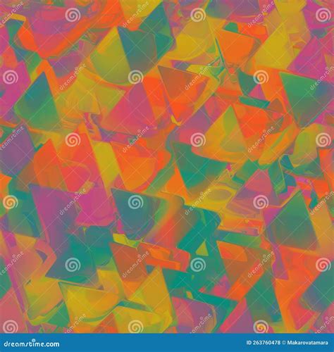 Green Orange Pink And Yellow Colored Triangular Pattern With Reflection Seamless Background