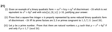 Solved I Given An Example Of A Binary Quadratic Form