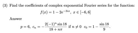 solved 3 find the coefficients of complex exponential