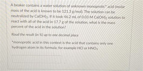 A Beaker Contains A Water Solution Of Unknown