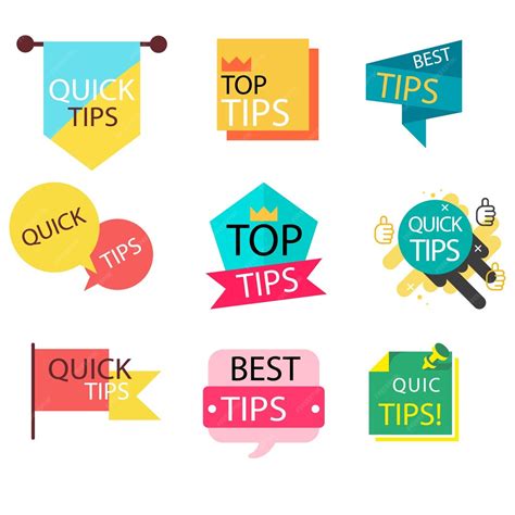Premium Vector Quick Tips Label Vector Set Modern Style For Tooltip Badge Solution And Advice