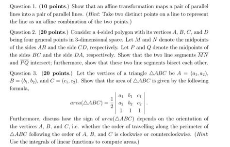Solved Question 1 10 Points Show That An Affine