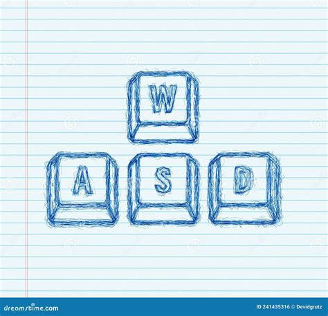 Wasd Computer Keyboard Sketch Buttons Desktop Interface Web Icon Gaming And Cybersport Stock