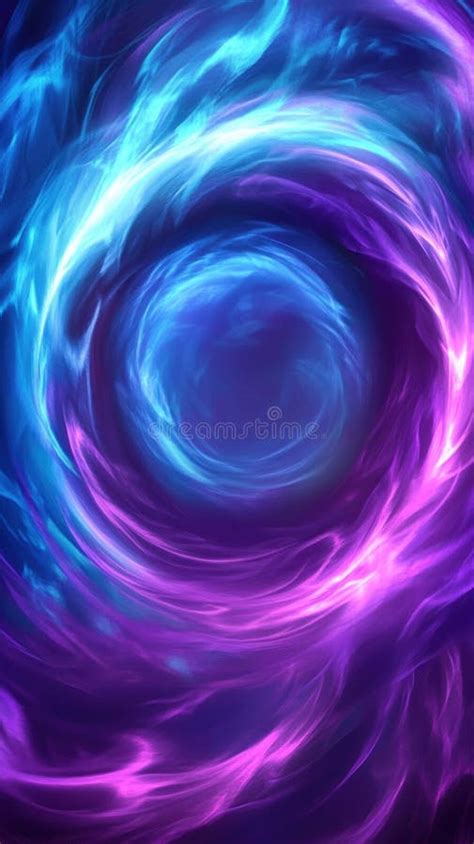Swirling Blue And Purple Energy Creating A Central Void In A Dynamic Abstract Composition Stock