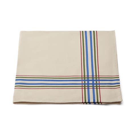 Multistriped Ivory Square Design Cotton Pocket Square