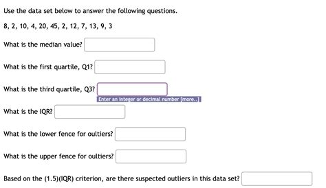Solved Use The Data Set Below To Answer The Following Chegg Com