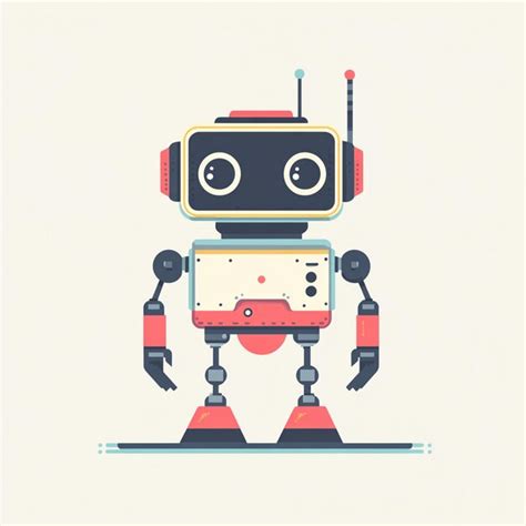 Robot Flat Design Premium AI Generated Image