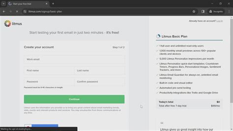 litmus onboarding flow on web page flows