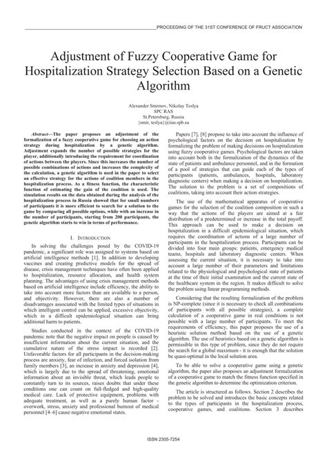 Pdf Adjustment Of Fuzzy Cooperative Game For Hospitalization Strategy Selection Based On A