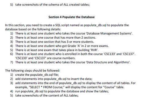 Section 1 Database Schema And ER Diagram The Database Chegg Com