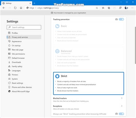 How To Turn On Or Off Tracking Prevention In Microsoft Edge Chromium Tutorials