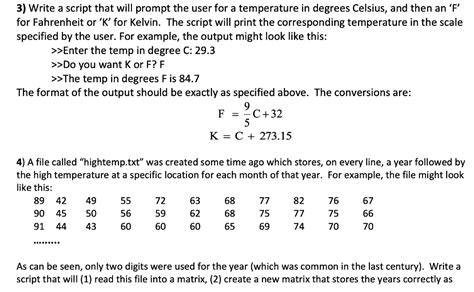 Solved 3 Write A Script That Will Prompt The User For A