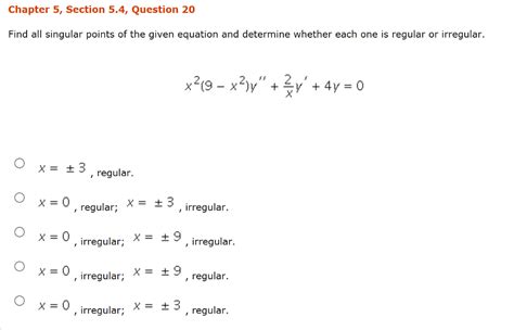 solved chapter 5 section 5 4 question 20 find all singular