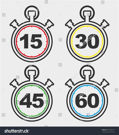 Countdown Analog Timer Icons Set Illustration Stock Illustration 759442315 Shutterstock