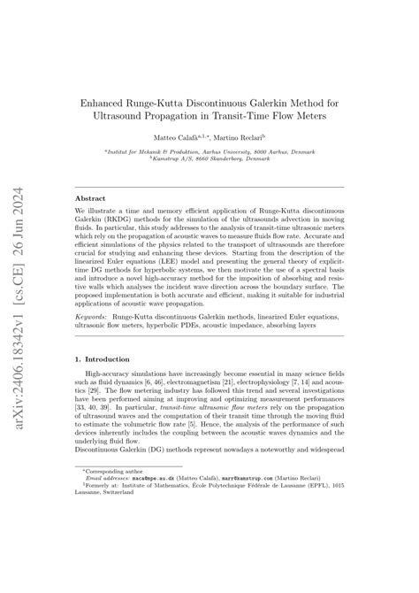 Pdf Enhanced Runge Kutta Discontinuous Galerkin Method For Ultrasound Propagation In Transit