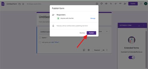 how to fix the ‘form not published error when connecting extended