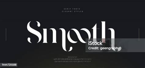 고급 알파벳 문자 글꼴입니다 클래식 레터링 최소한의 패션 디자인 타이포그래피는 간단한 웨딩 로고 글꼴과 숫자를 산세리프합니다 벡터 일러스트 레이 션 결혼식에 대한 스톡 벡터